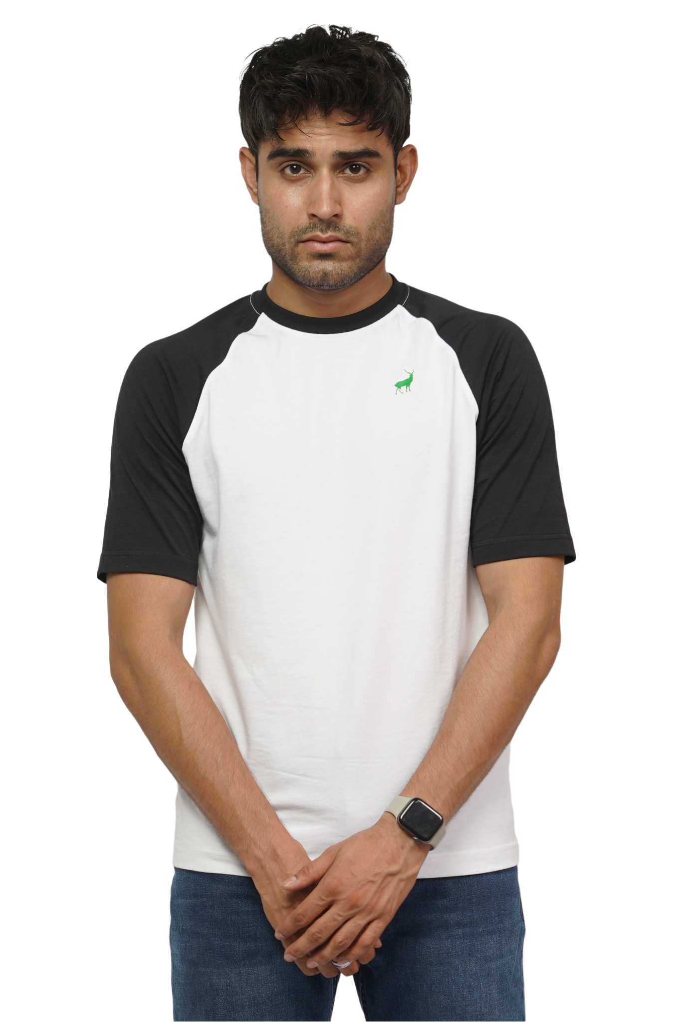 White Black Raglan T-Shirt | Jerdoni