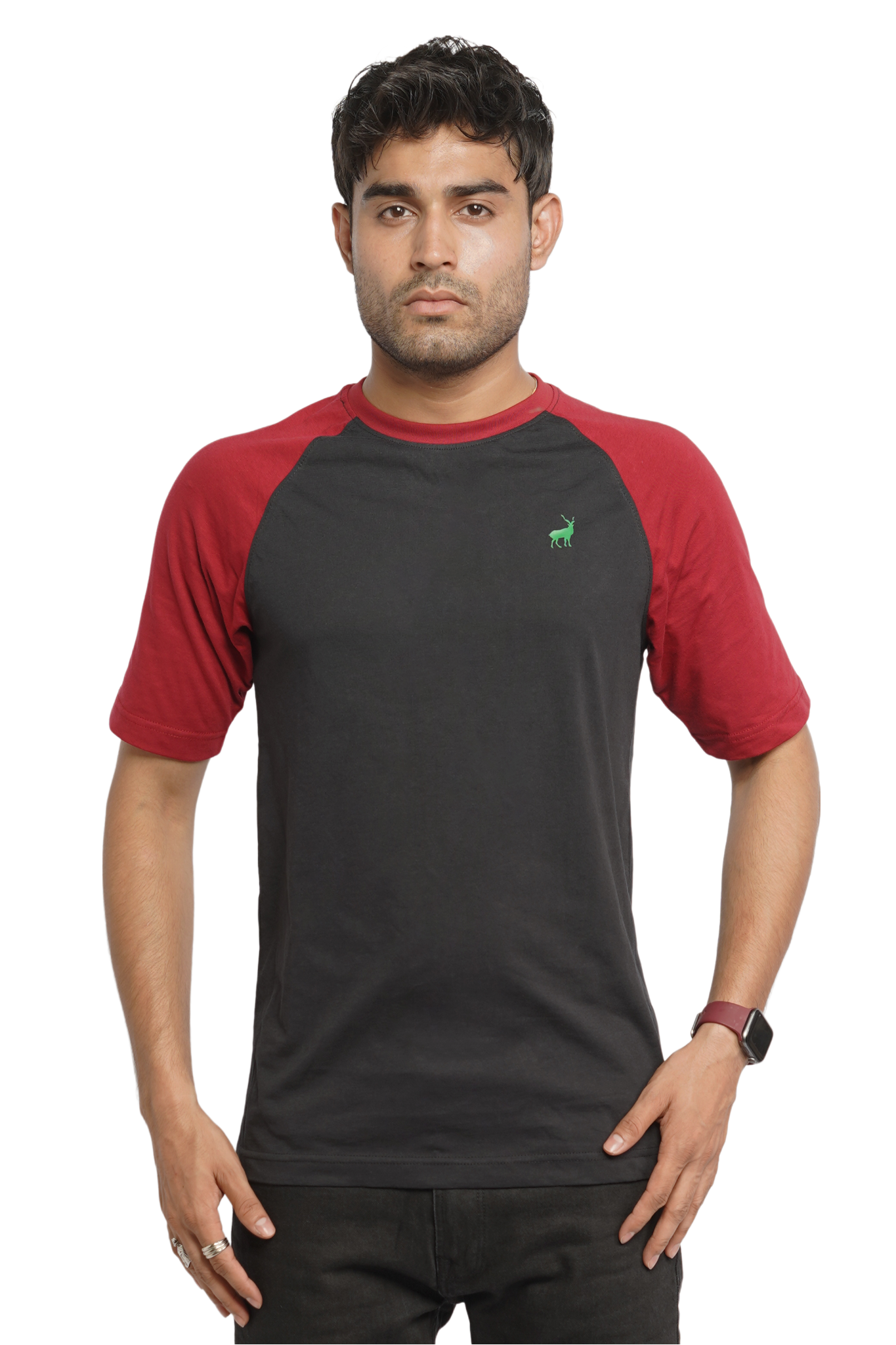 Black Maroon Raglan T-Shirt | Jerdoni