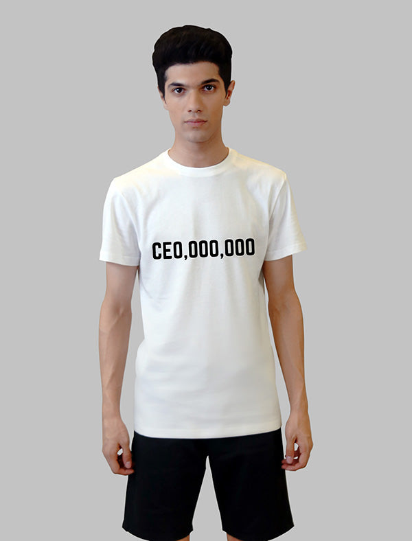 Jerdoni White T-Shirt With CEO Logo
